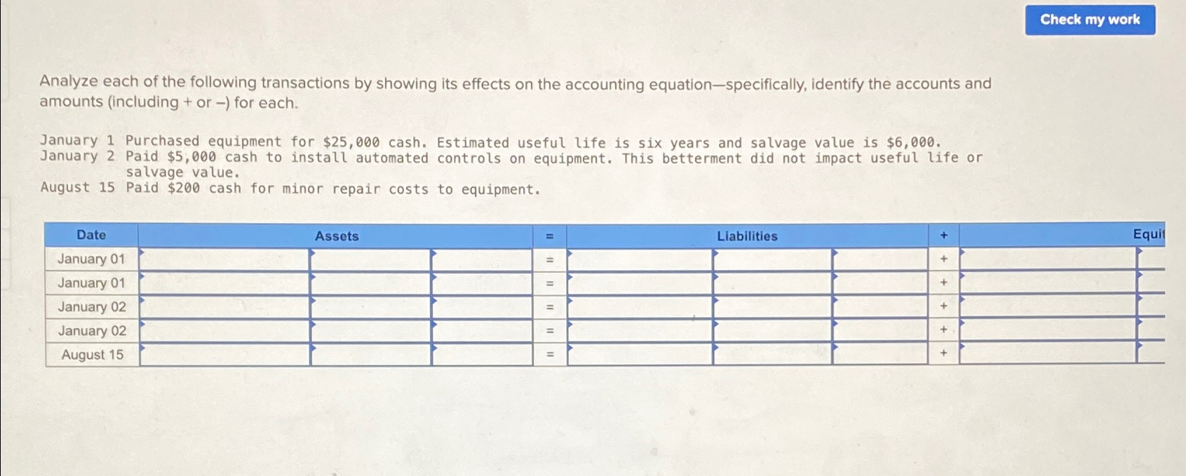 Solved Analyze each of the following transactions by showing | Chegg.com