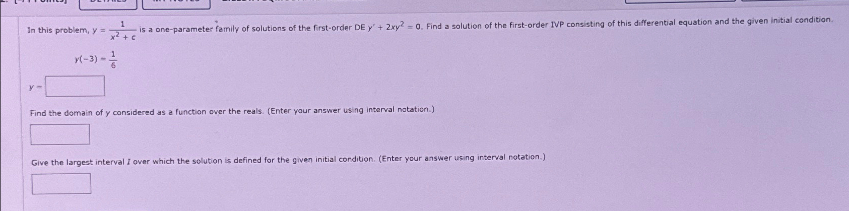 Solved In this problem, y=1x2+c ﻿is a one-parameter family | Chegg.com