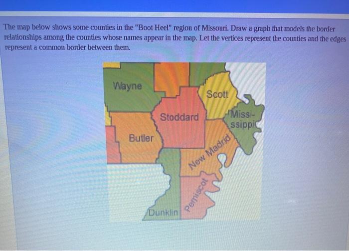 Solved The map below shows some counties in the "Boot Heel" | Chegg.com