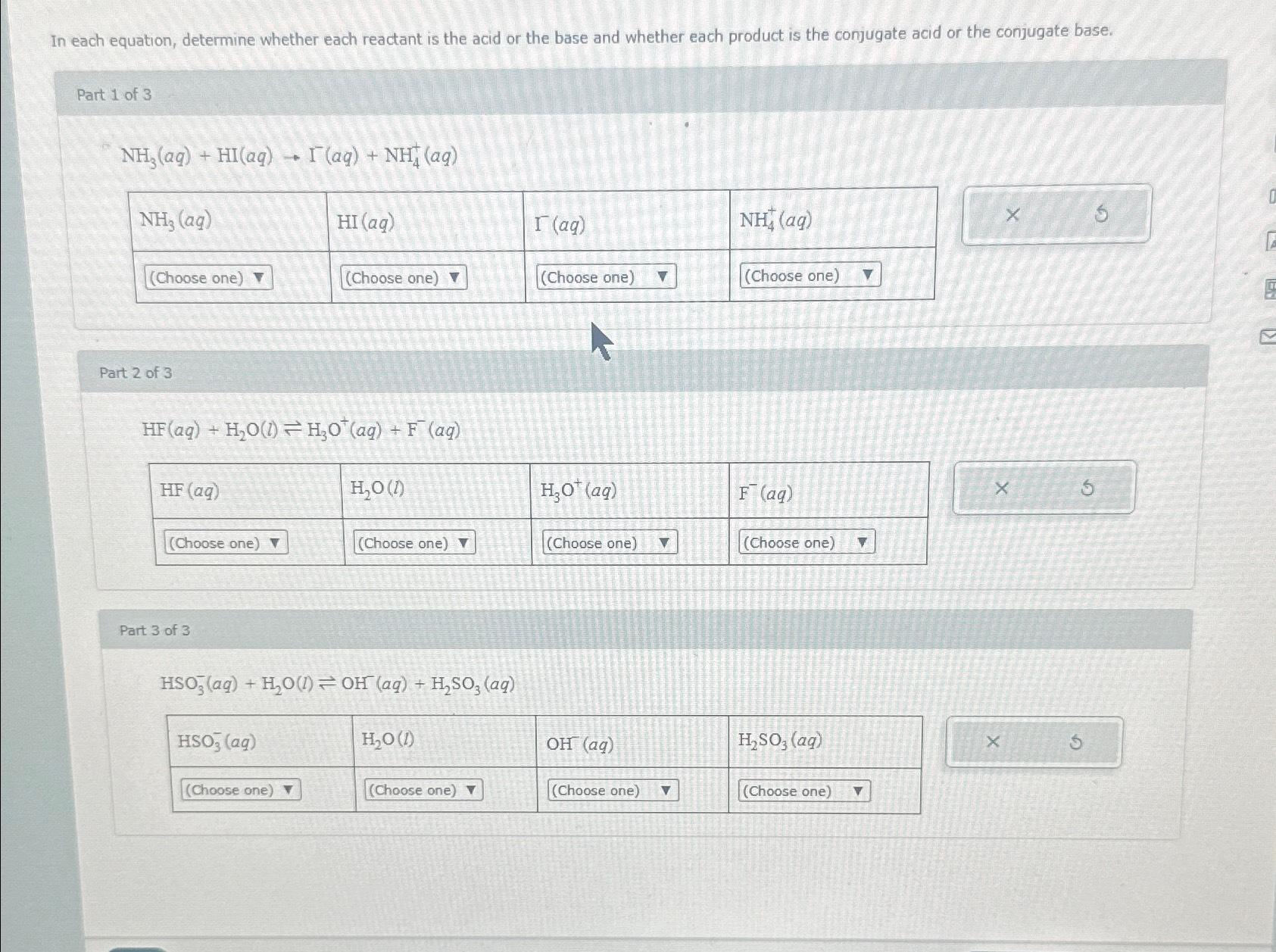 Solved In each equation, determine whether each reactant is | Chegg.com