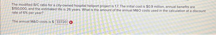 Solved The modified B/C ratio for a city-owned hospital | Chegg.com