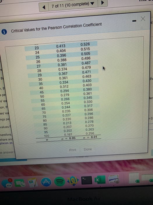 (d) Use the table of critical values for the Pearson | Chegg.com