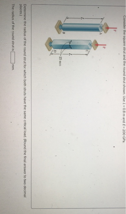 Solved Consider the square strut and the round strut shown. | Chegg.com