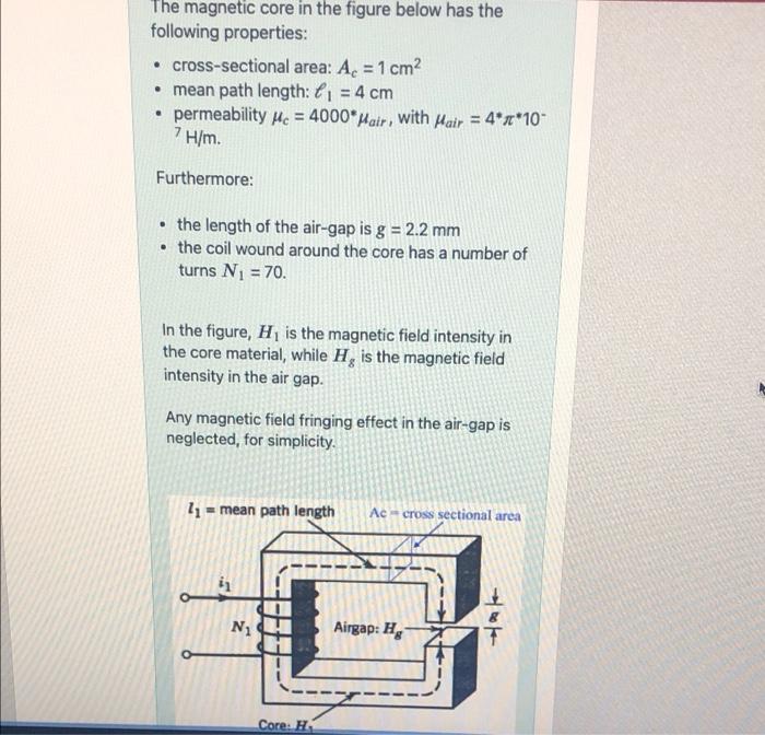 Solved The magnetic core in the figure below has the | Chegg.com
