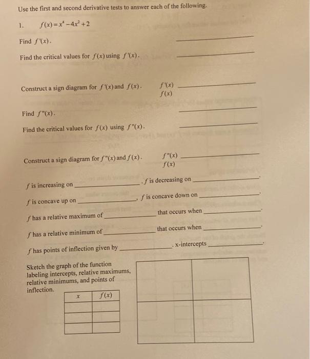 Solved Use the first and second derivative tests to answer | Chegg.com