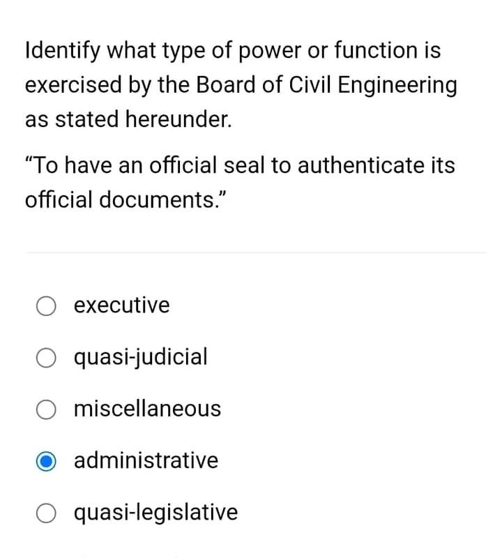Solved Identify what type of power or function is exercised | Chegg.com