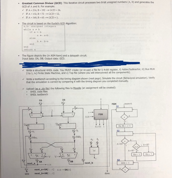 Solved Greatest Common Divisor Gcd This Iterative Circuit