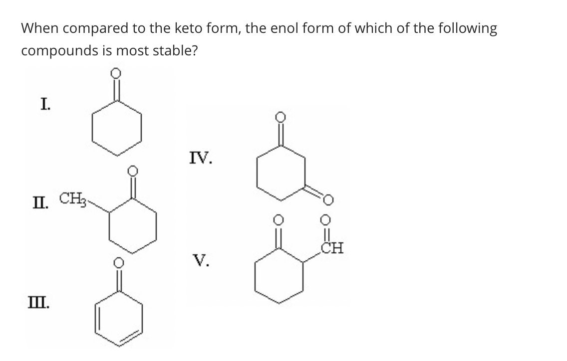 Solved When compared to the keto form, the enol form of | Chegg.com