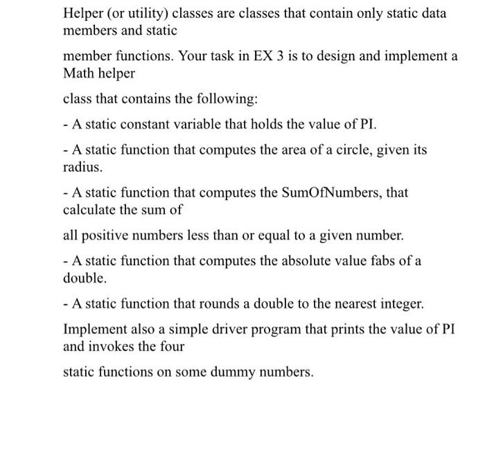 Solved members and static member functions. Your task in EX | Chegg.com