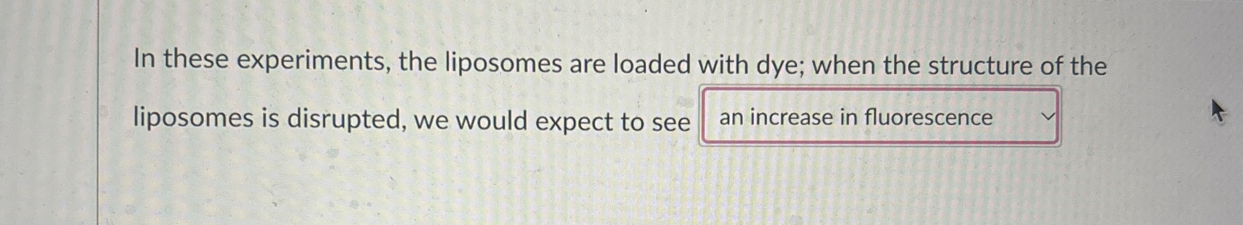 Solved In these experiments, the liposomes are loaded with | Chegg.com
