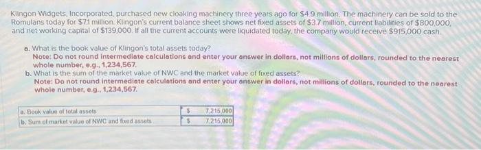 Solved Klingon Widgets, Incorporated, purchased new cloaking | Chegg.com