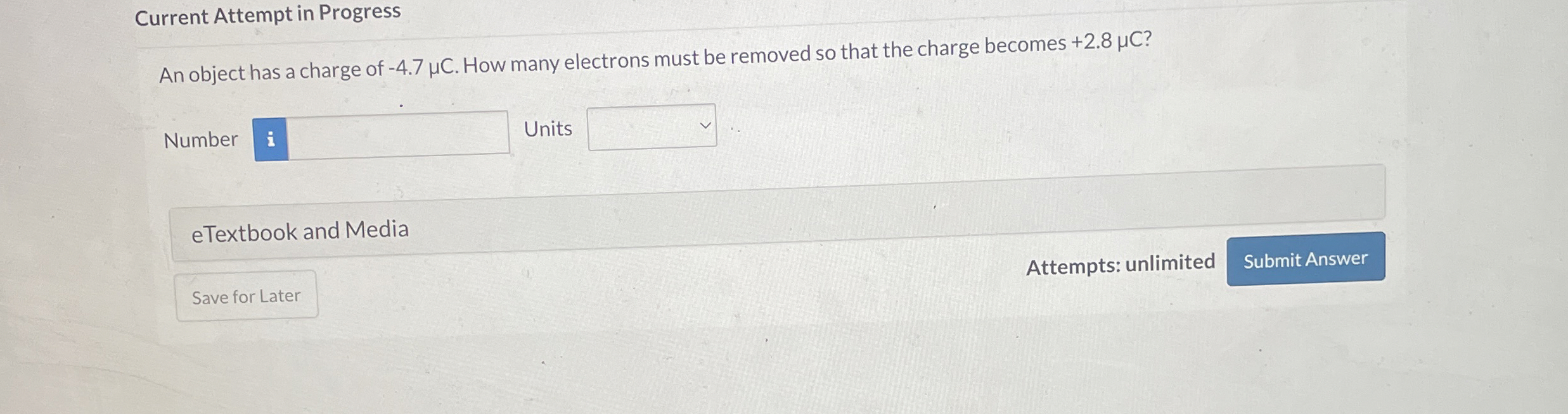 Solved Current Attempt in ProgressAn object has a charge of | Chegg.com