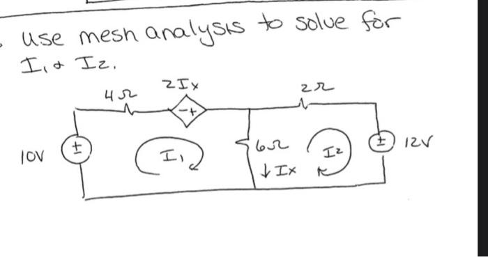 Solved use mesh analysis to solve for I1+I2. | Chegg.com