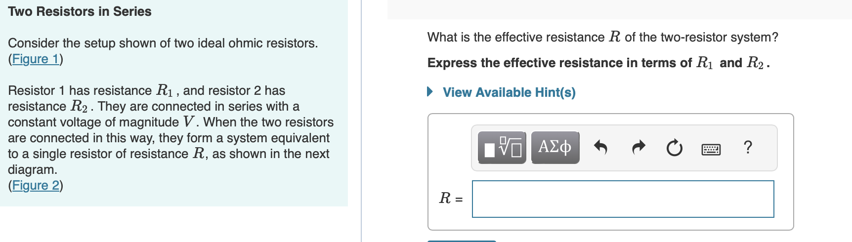 Solved Two Resistors in SeriesConsider the setup shown of | Chegg.com