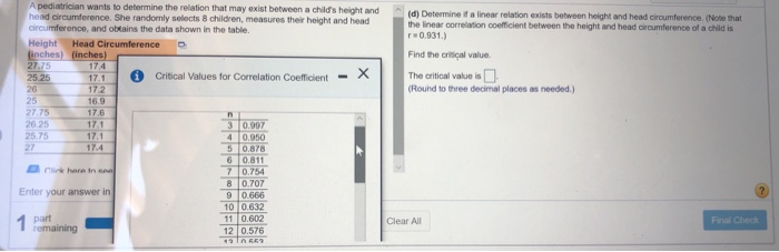 Solved (d) Determine if a linear relation exists between | Chegg.com