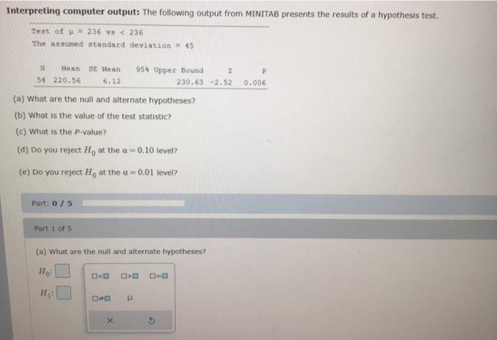 Solved Interpreting Computer Output The Following Output 7067