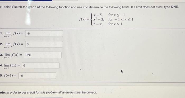 Solved (1 point) Sketch the graph of the following function | Chegg.com