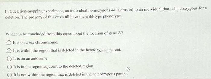Solved In a deletion-mapping experiment, an individual | Chegg.com