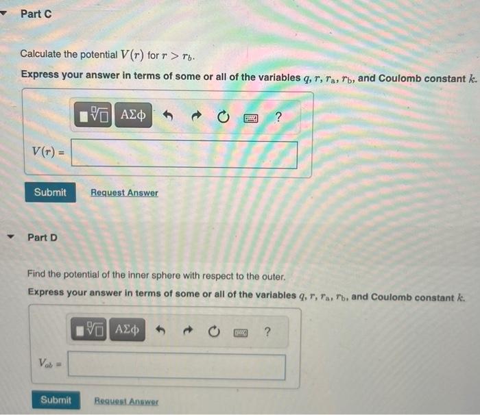 Solved Calculate the potential V(r) for r>rb. Express your | Chegg.com