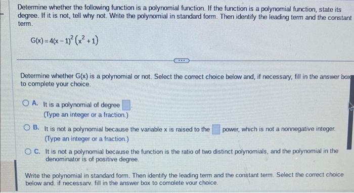 Solved Determine whether the following function is a | Chegg.com