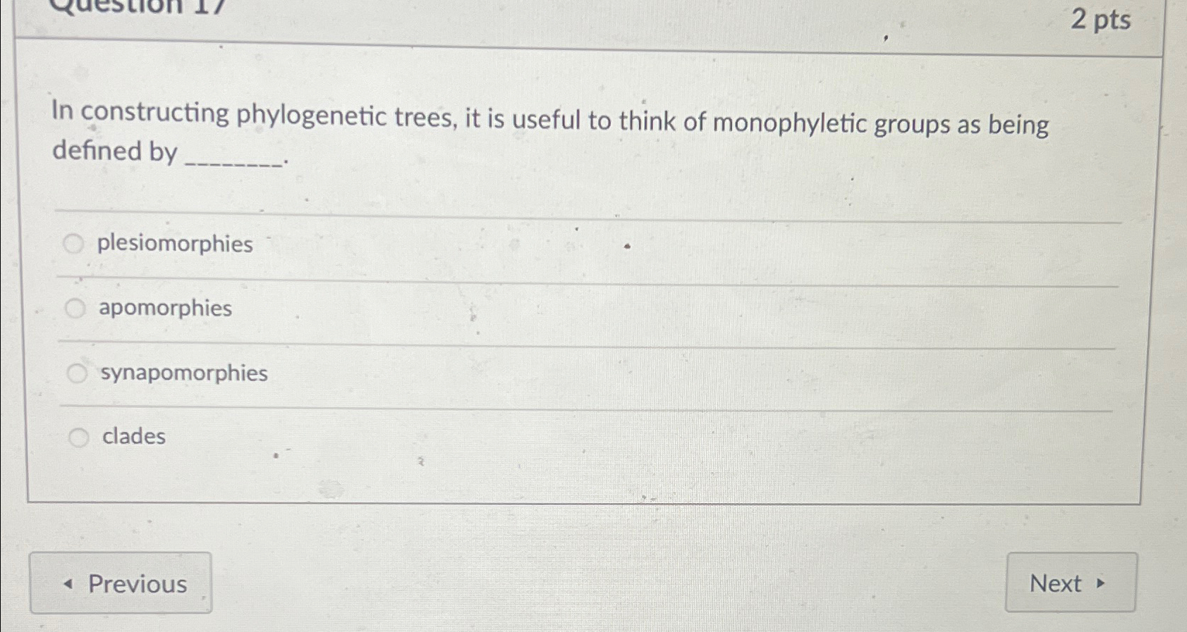 Solved 2ptsIn constructing phylogenetic trees, it is useful | Chegg.com
