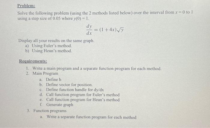 Solved need matlab code, please do all requirments and show | Chegg.com