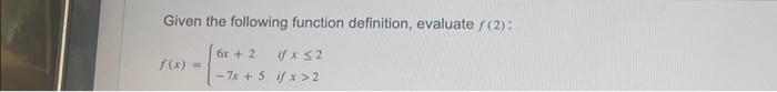 Solved Given the following function definition, evaluate f | Chegg.com