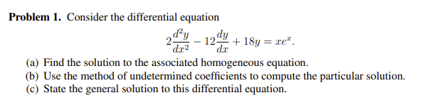 Solved Problem 1. ﻿Consider the differential | Chegg.com