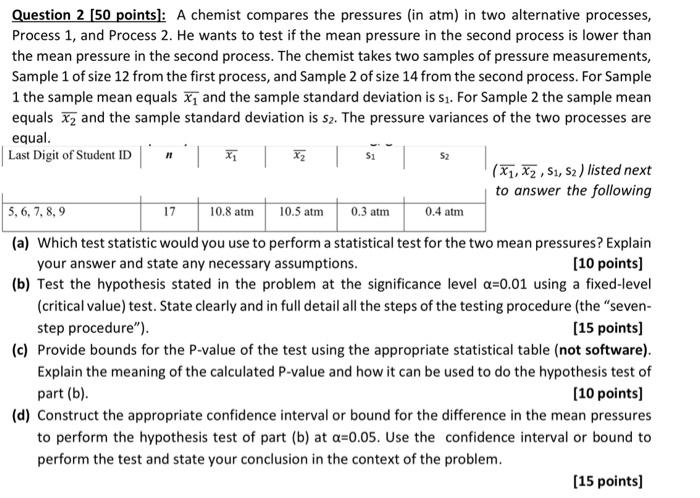 Solved Question 2 [50 points]: A chemist compares the | Chegg.com