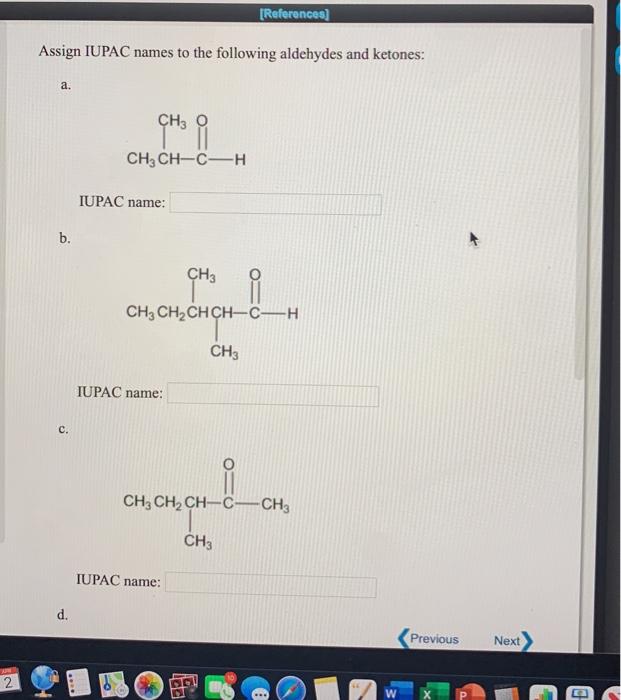 Solved [References) Assign IUPAC names to the following | Chegg.com