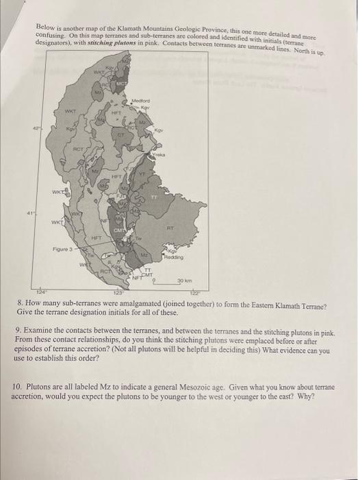Solved Below is another map of the Klamath Mountains | Chegg.com