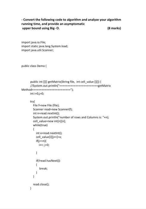 - Convert the following code to algorithm and analyze | Chegg.com