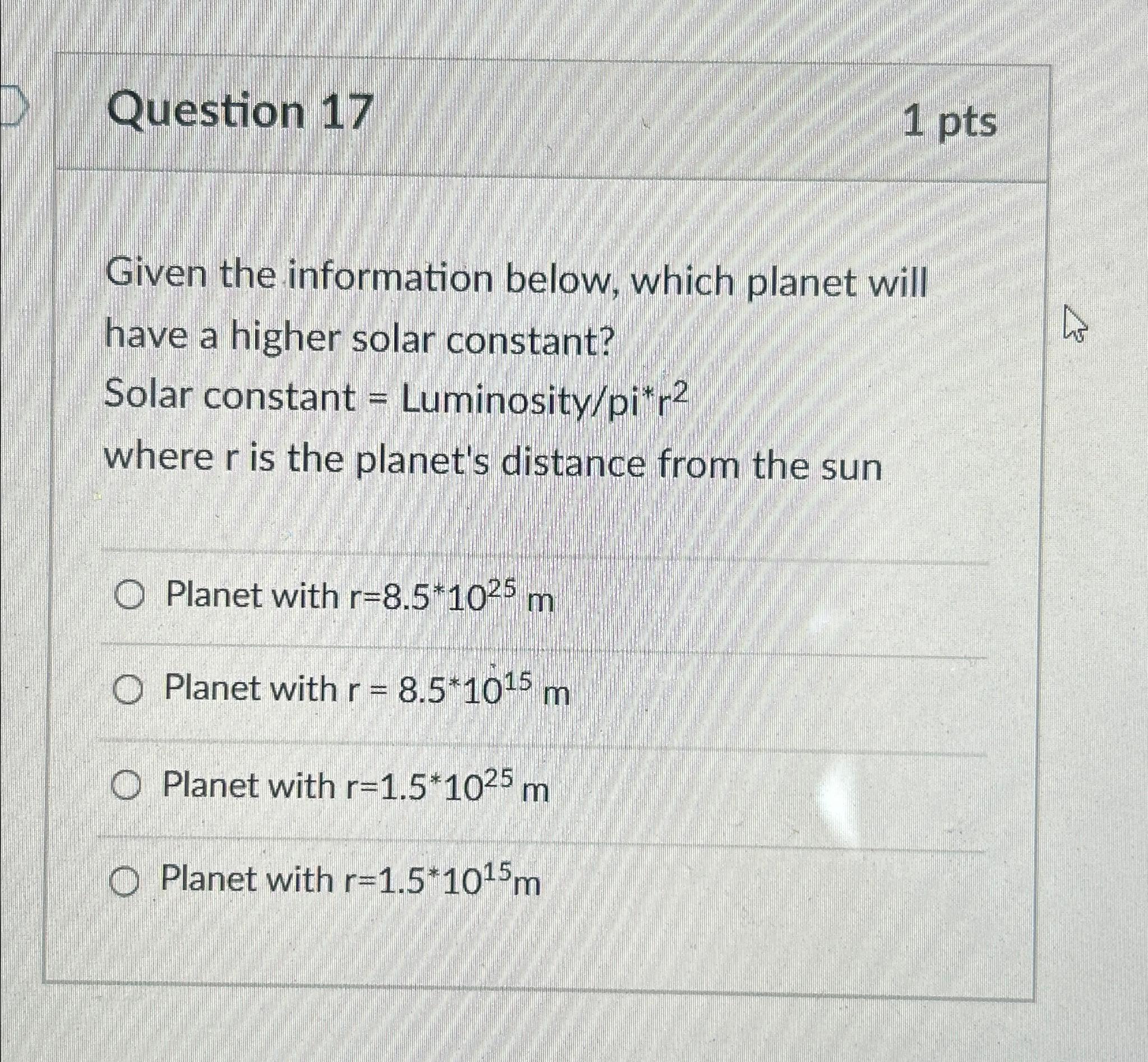 Solved Question 171 ﻿ptsGiven the information below, which | Chegg.com