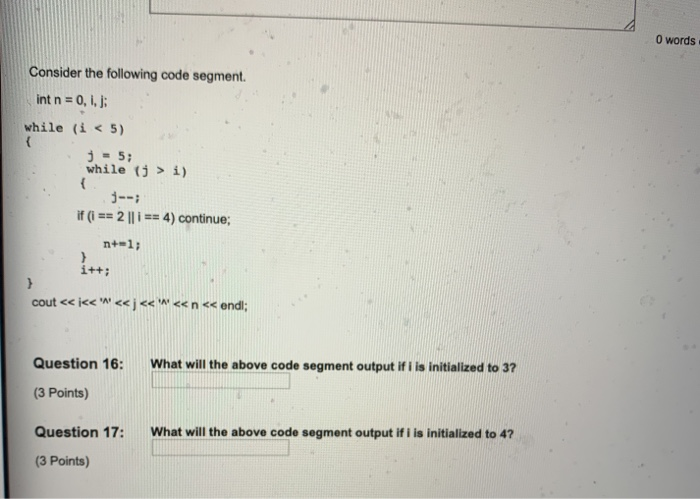 Solved O words: Consider the following code segment. int n = | Chegg.com