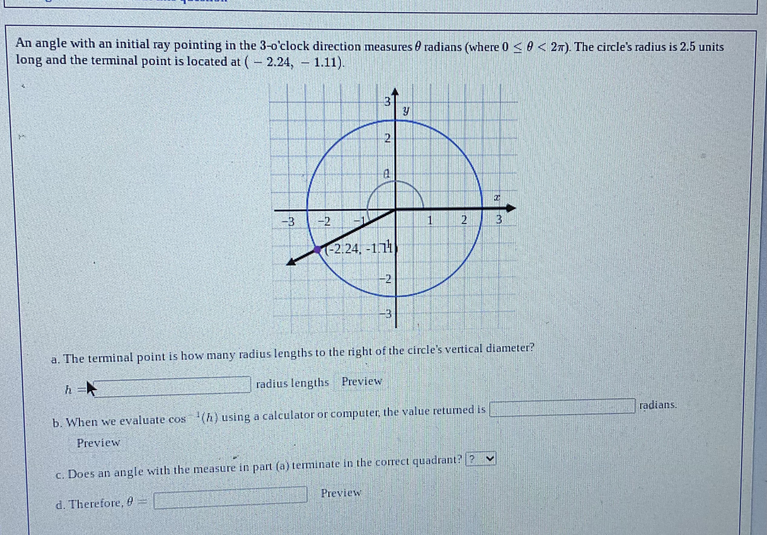 Solved An angle with an initial ray pointing in the | Chegg.com