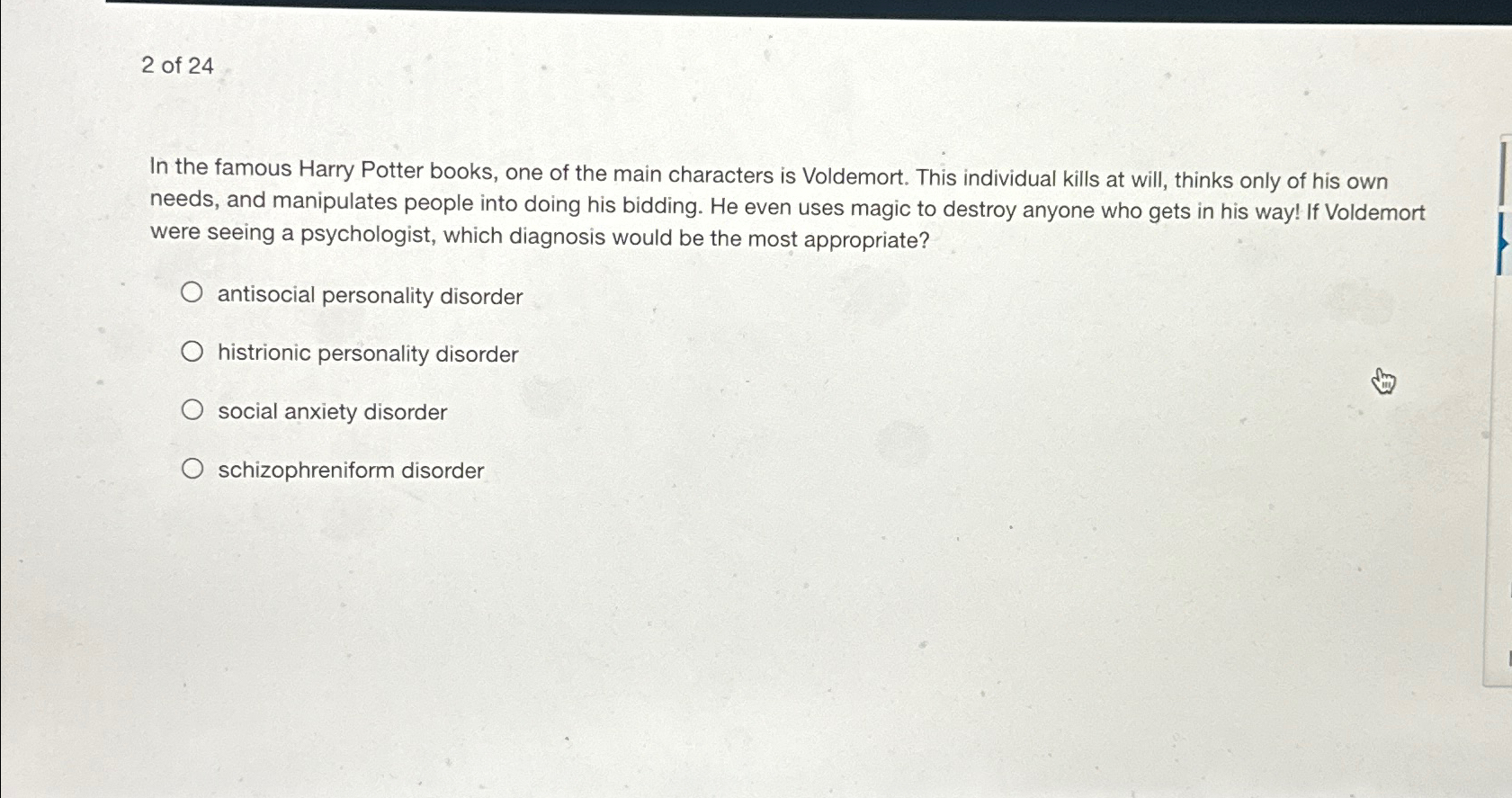 Solved 2 ﻿of 24In the famous Harry Potter books, one of the | Chegg.com