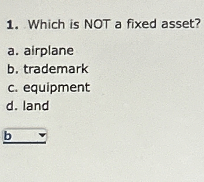Solved Which is NOT a fixed asset?a. ﻿airplaneb. | Chegg.com
