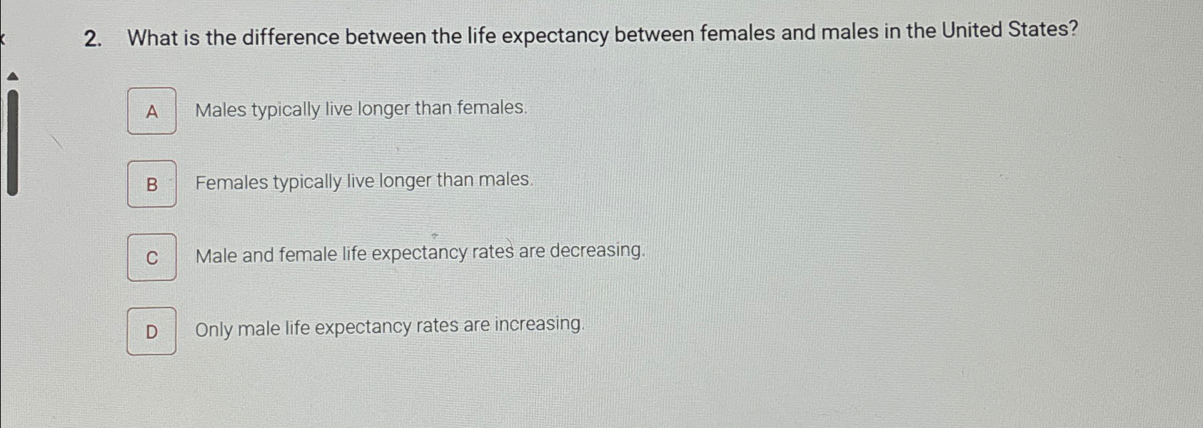 Solved What is the difference between the life expectancy | Chegg.com