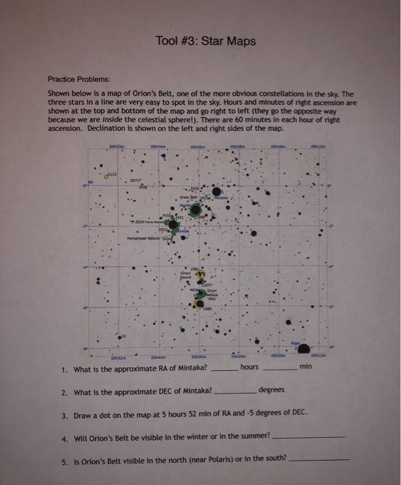Solved Tool #3: Star Maps Practice Problems: Shown below is | Chegg.com