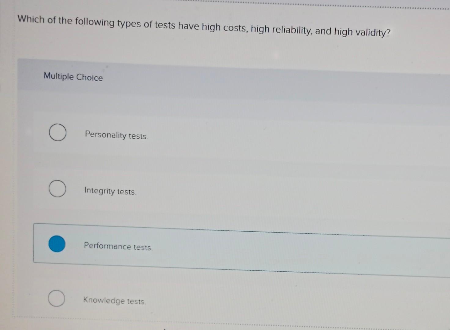 Which of the following types of tests have high | Chegg.com