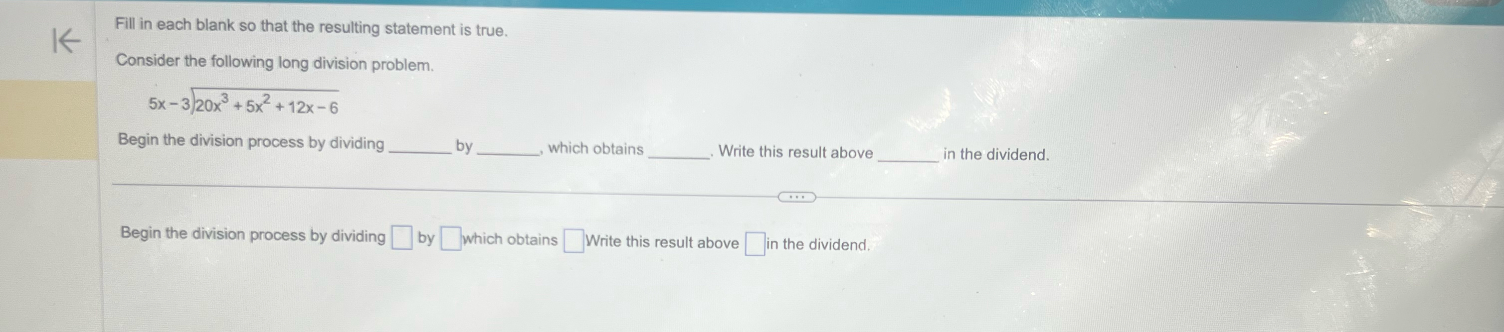 Solved Fill in each blank so that the resulting statement is | Chegg.com