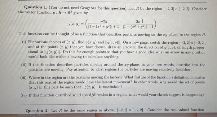 Solved Question 2: Let R be the same region as above; | Chegg.com