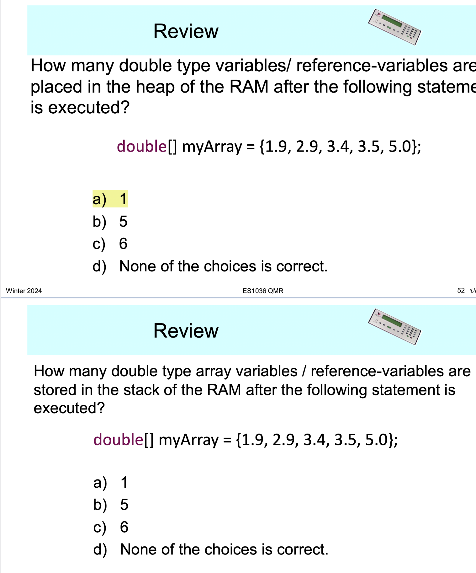 Solved How many double type array variables / | Chegg.com