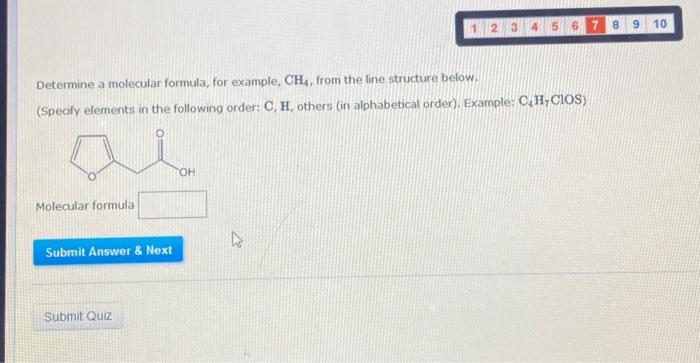 Determine a molecular formula, for example, CH4, from | Chegg.com