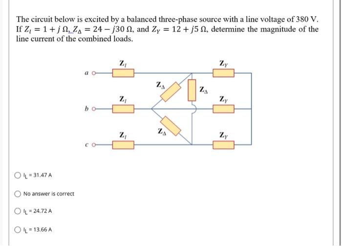 Solved The circuit below is excited by a balanced | Chegg.com