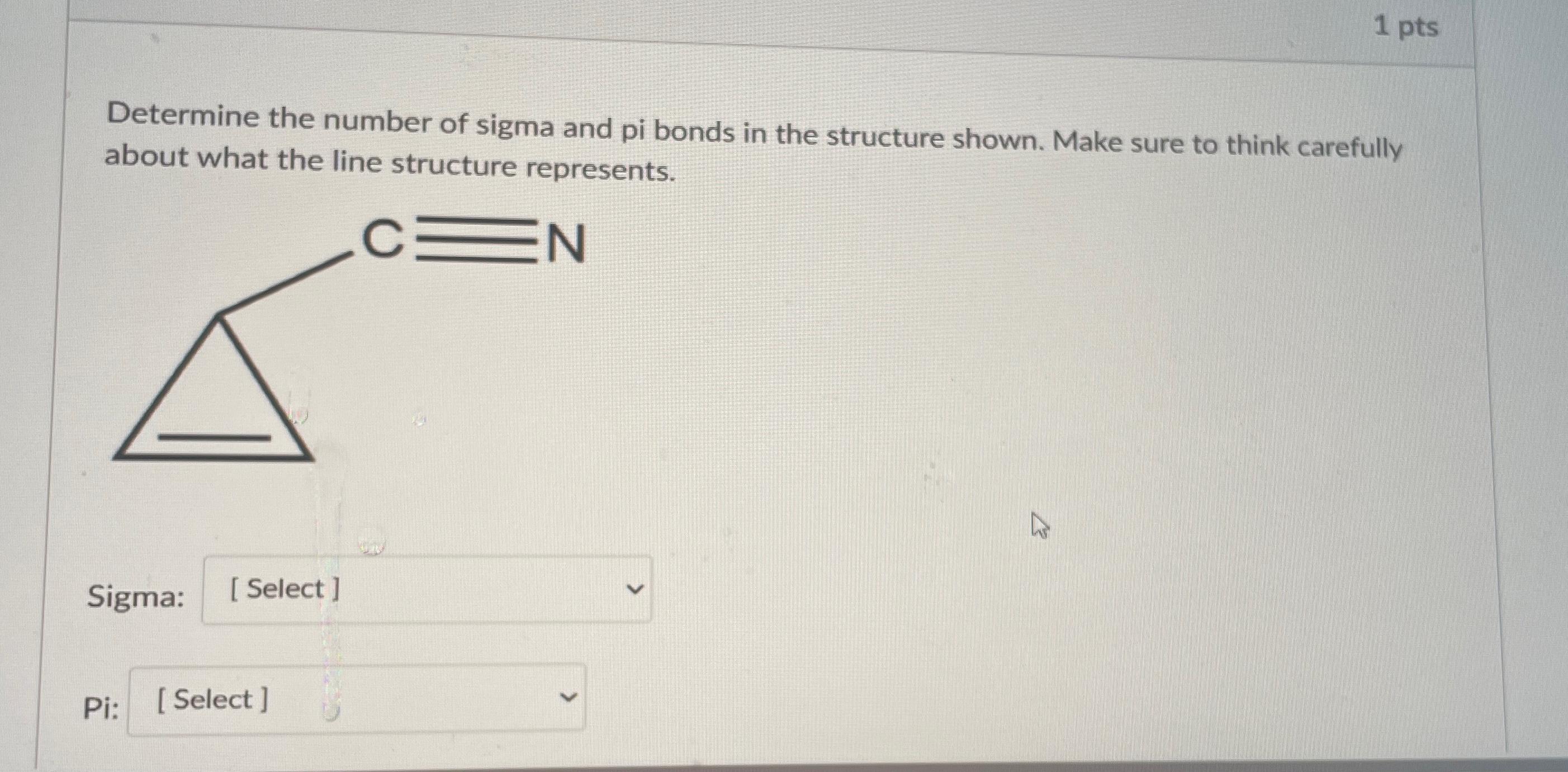 1 ﻿ptsDetermine the number of sigma and pi bonds in | Chegg.com