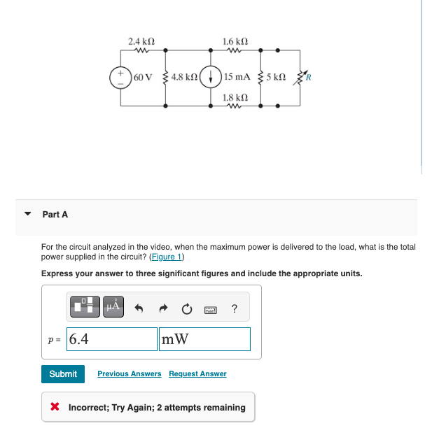 Solved Part AFor the circuit analyzed in the video, when the | Chegg.com
