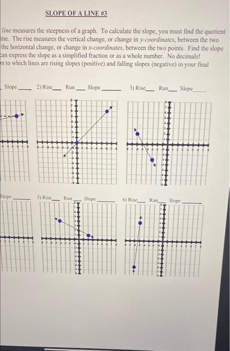 Solved SLOPE OF A LINE #3 line measures the steepness of a | Chegg.com