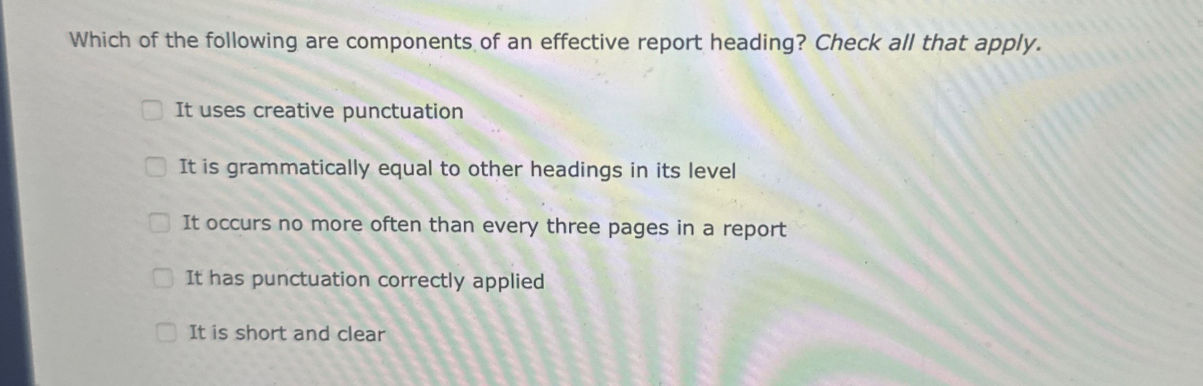 Solved Which of the following are components of an effective | Chegg.com