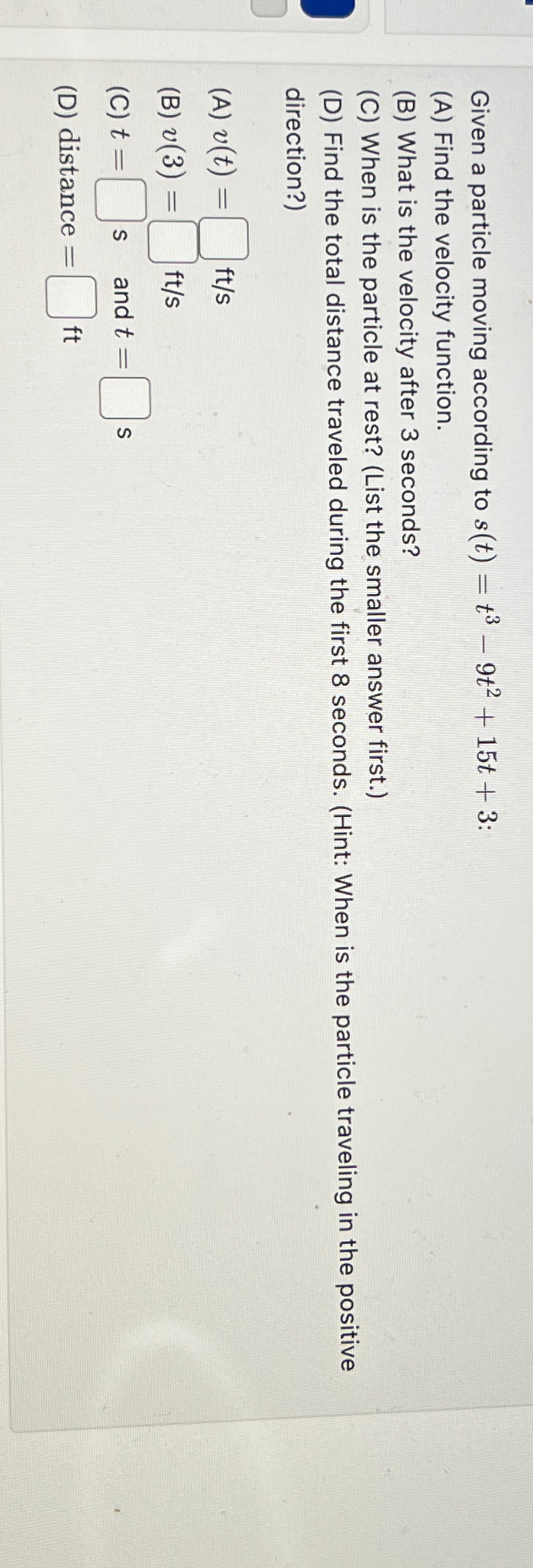 Solved Given a particle moving according to | Chegg.com